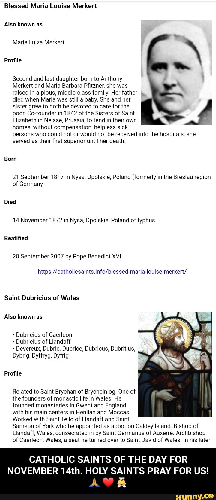 Blessed Maria Louise Merkert Also known as Maria Luiza Merkert Profile ...