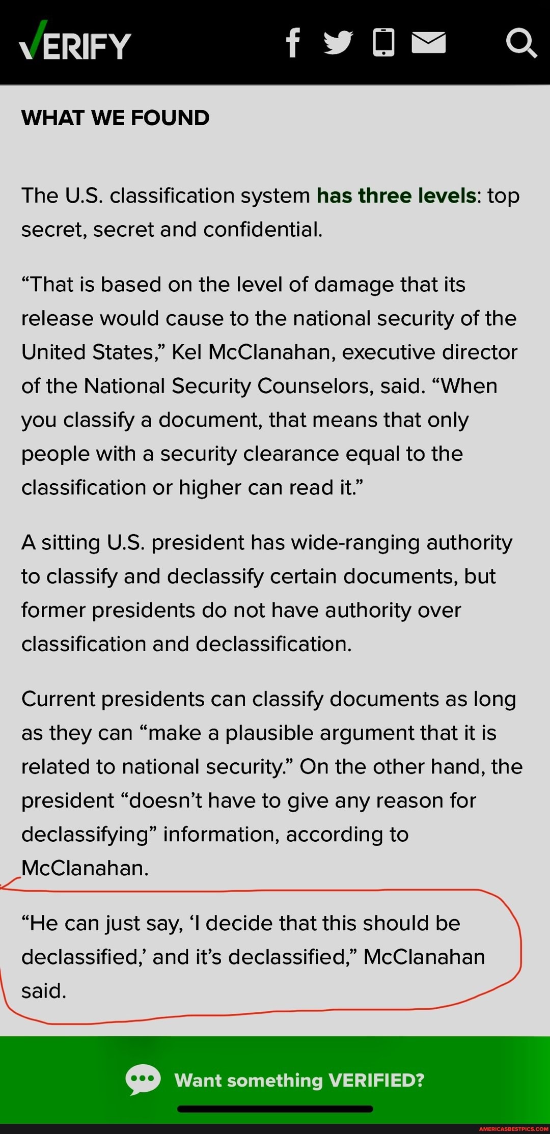 VERIFY WHAT WE FOUND The U.S. classification system has three levels ...