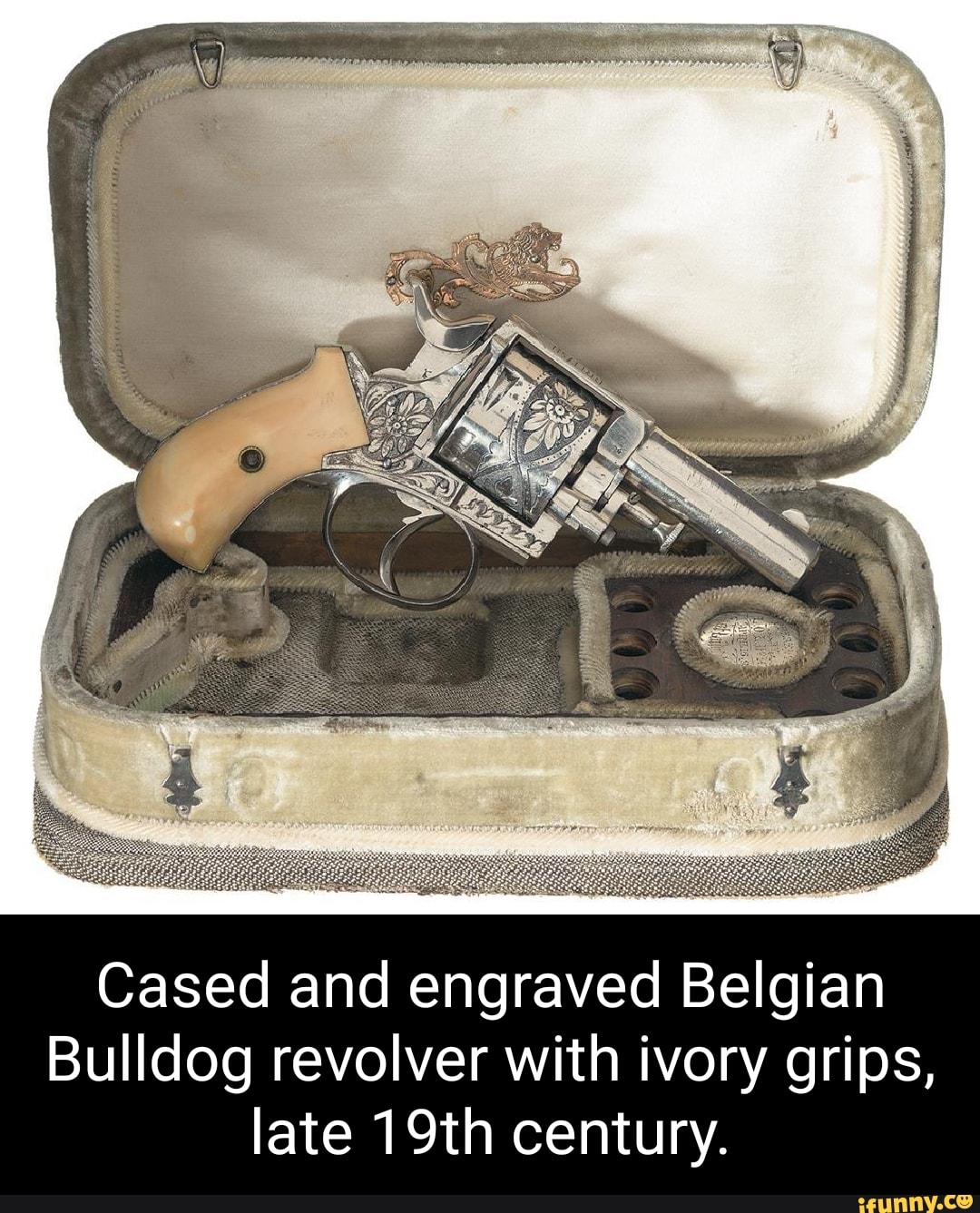 Cased and engraved Belgian Bulldog revolver with ivory grips, late 19th ...