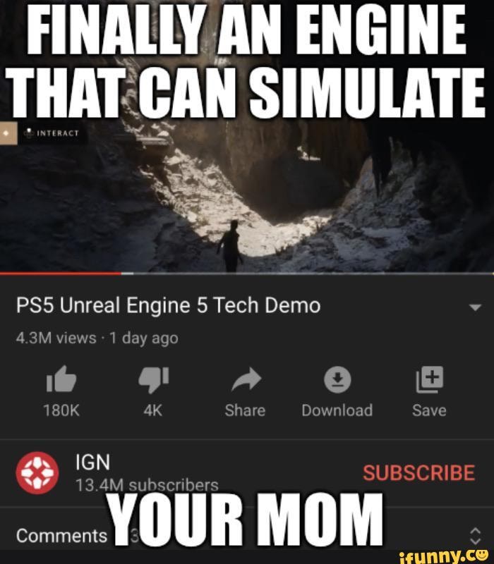 FINALLY AN ENGINE THAT. CAN SIMULATE Unreal Engine 5 Tech Demo 4.3M ...