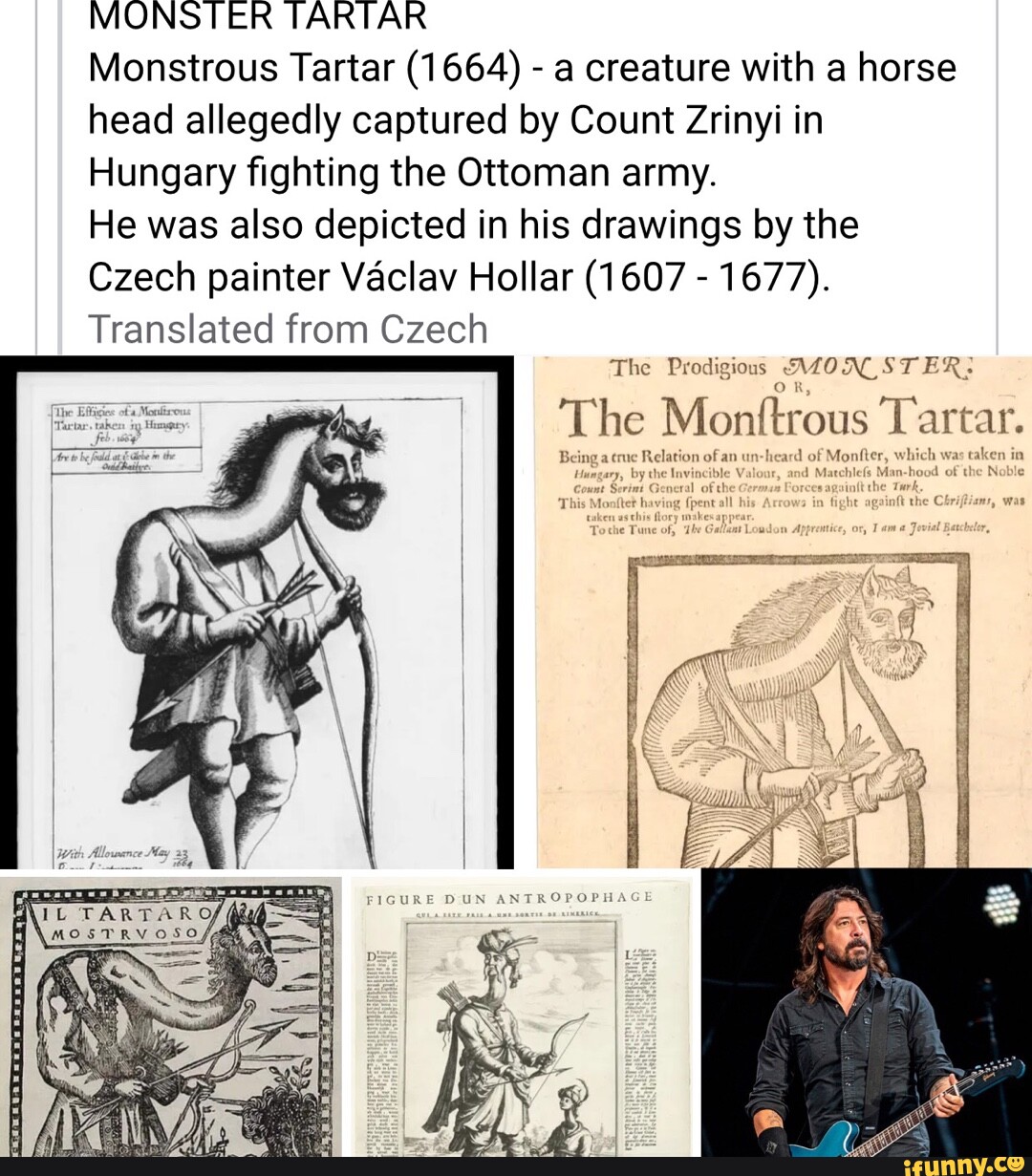 MONSTER TARTAR Monstrous Tartar (1664) - a creature with a horse head ...
