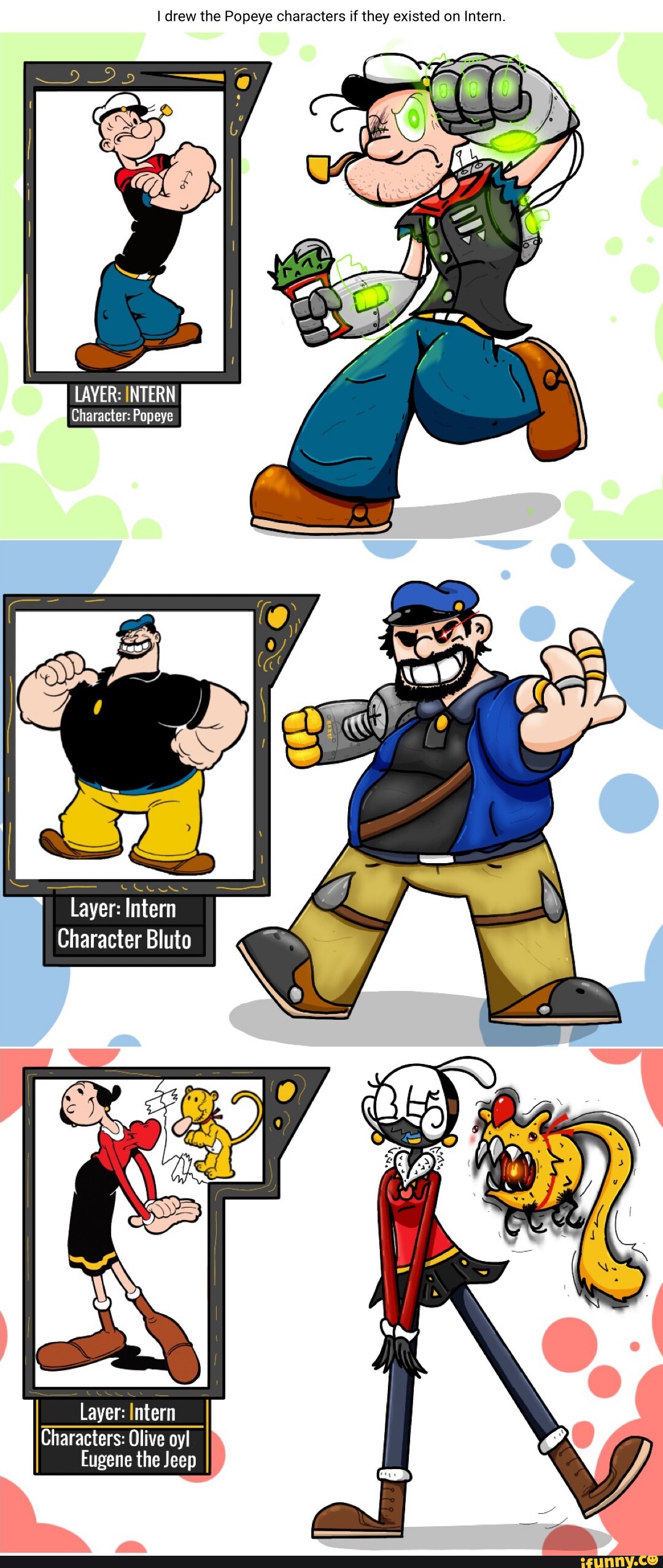 I drew the Popeye characters if they existed on Intern. LAYER: INTERN ...