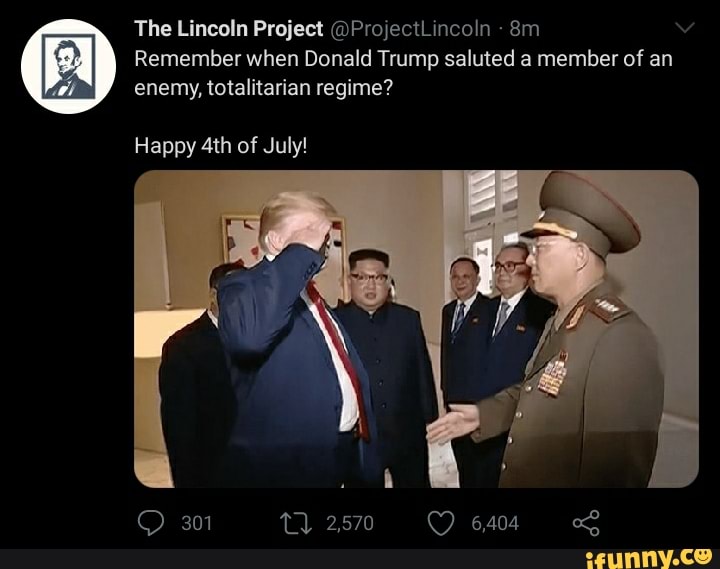The Lincoln Project @ProjectLincoln Remember when Donald Trump saluted ...