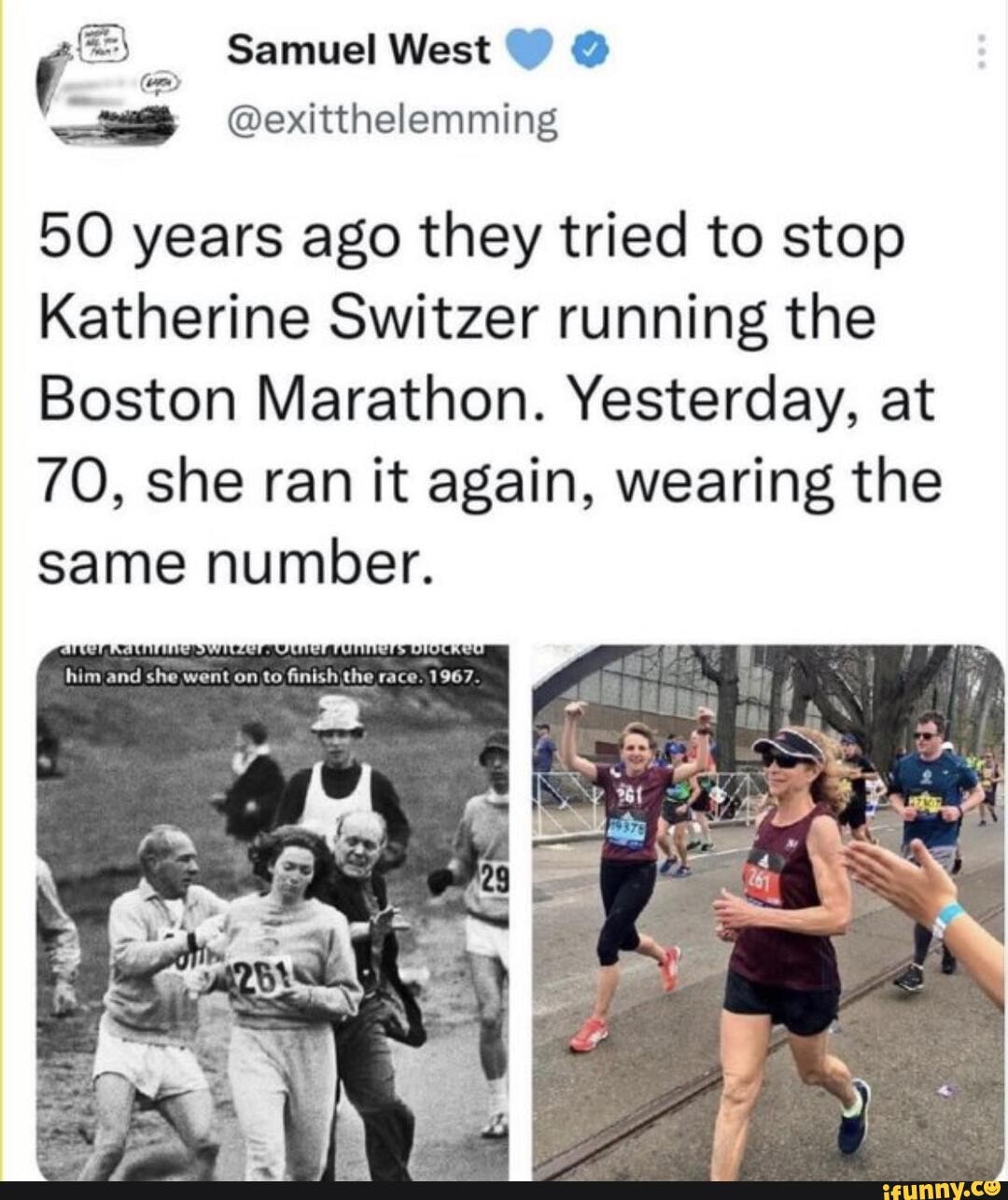 Samuel West 50 years ago they tried to stop Katherine Switzer running ...