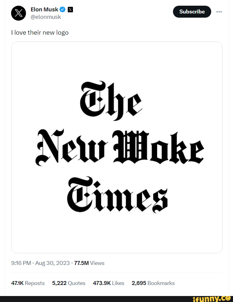 Elon Musk having good taste in woke logos - love their new logo Elje ...