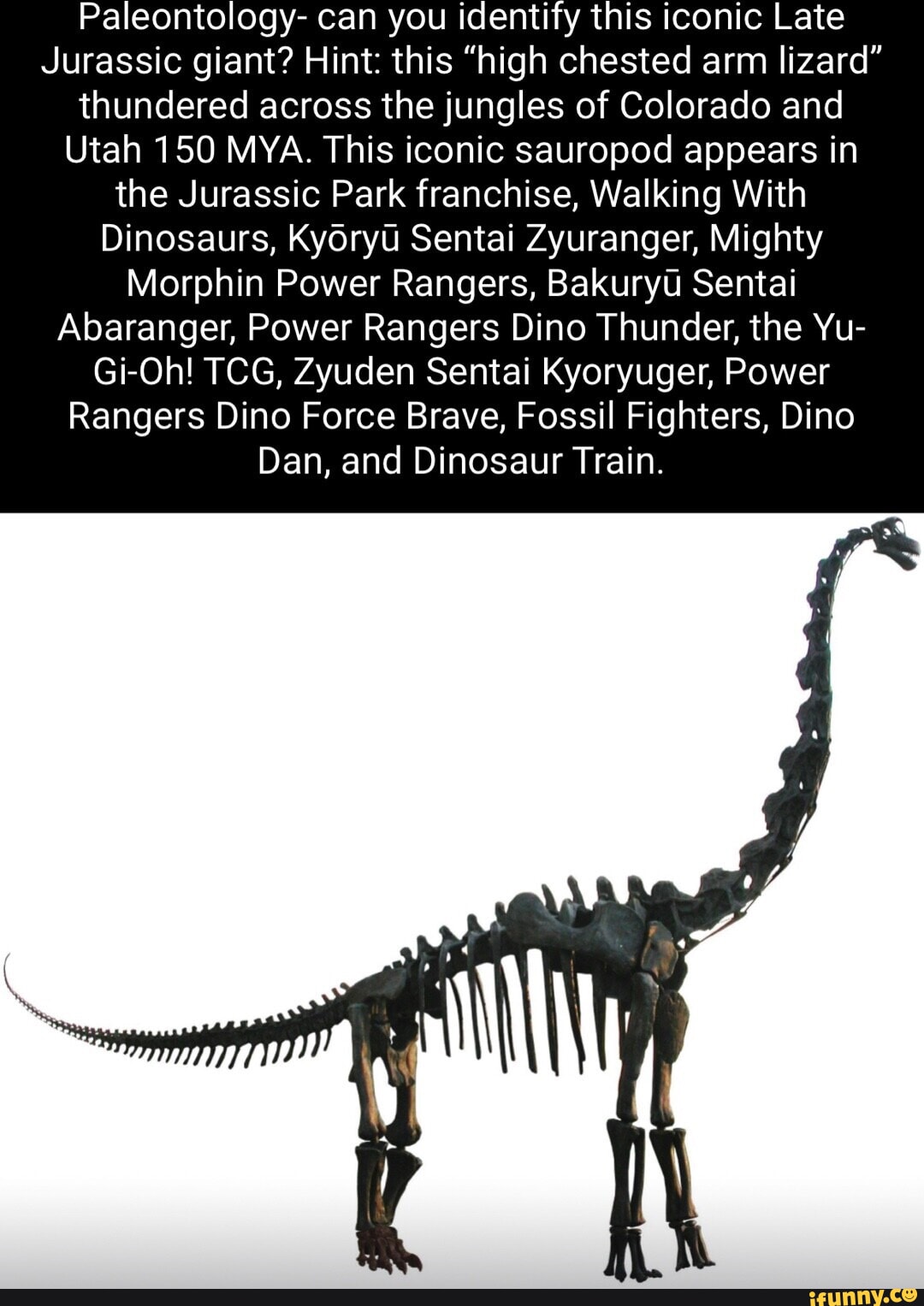 Paleontology- can you identify this iconic Late Jurassic giant? Hint ...