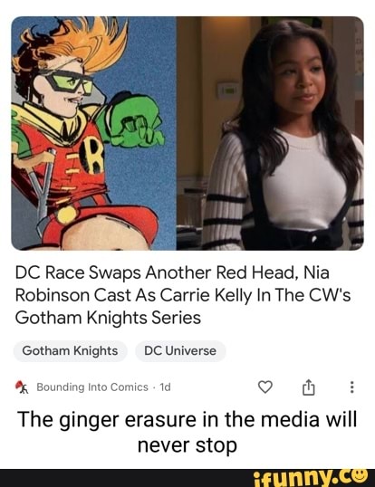 DC Race Swaps Another Red Head, Nia Robinson Cast As Carrie Kelly In ...