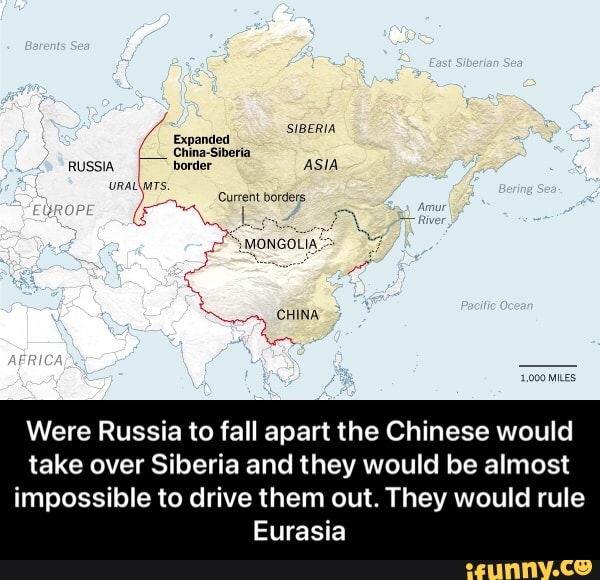 SIBERIA Expanded. China-Siberia RUSSIA border ASIA ) Current borders ...