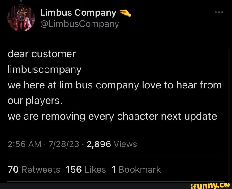 Limbus Company , @LimbusCompany dear customer limbuscompany we here at ...