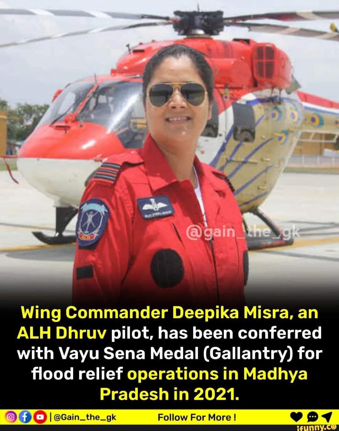 @gala Wing Commander Deepika Misra, an ALE Dhruv pilot, has been ...