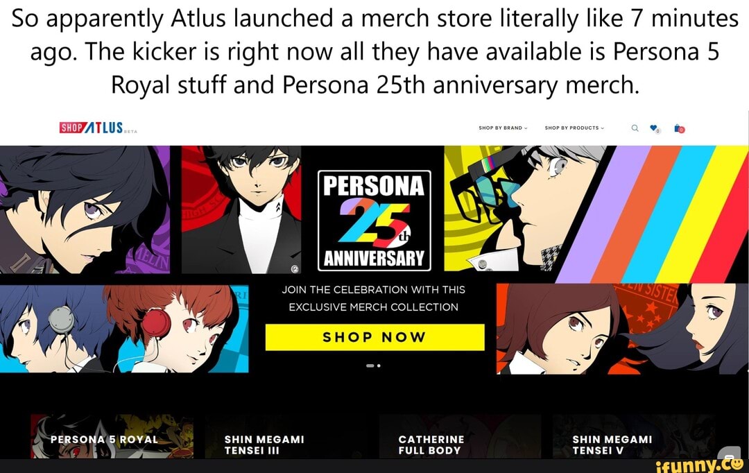 So apparently Atlus launched a merch store literally like 7 minutes ago ...