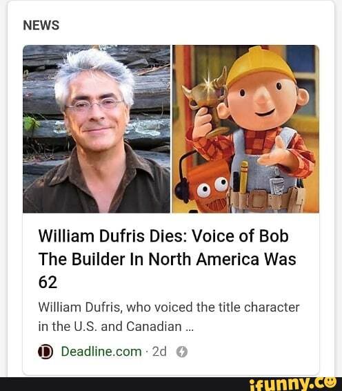 William Dufris Dies: Voice of Bob The Builder In North America Was 62 ...
