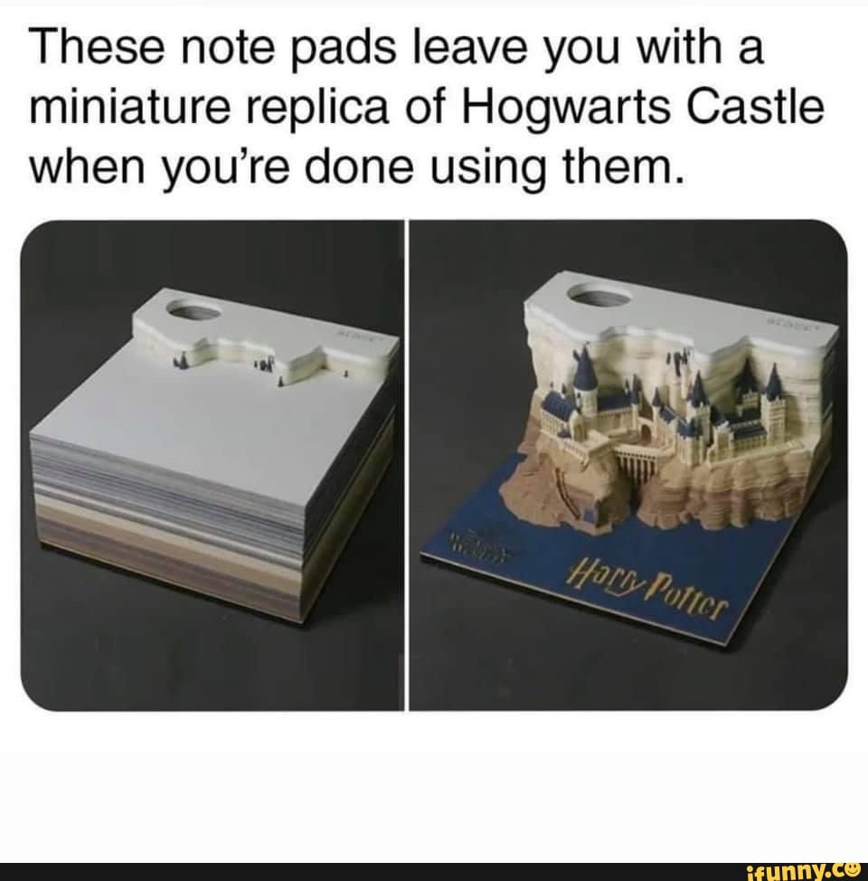 These note pads leave you with a miniature replica of Hogwarts Castle ...