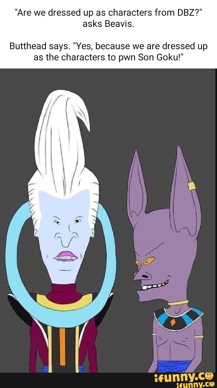 "Are we dressed up as characters from DBZ?" asks Beavis. Butthead says ...