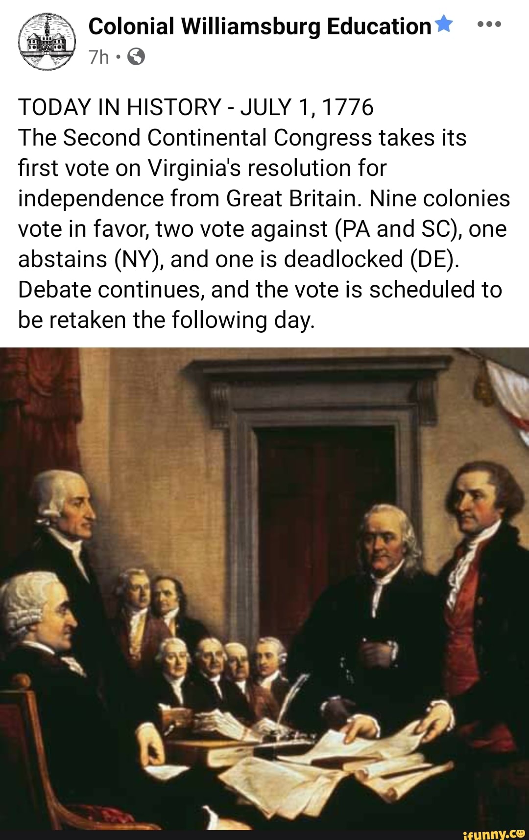 TODAY IN HISTORY JULY 1, 1776 The Second Continental Congress takes its ...