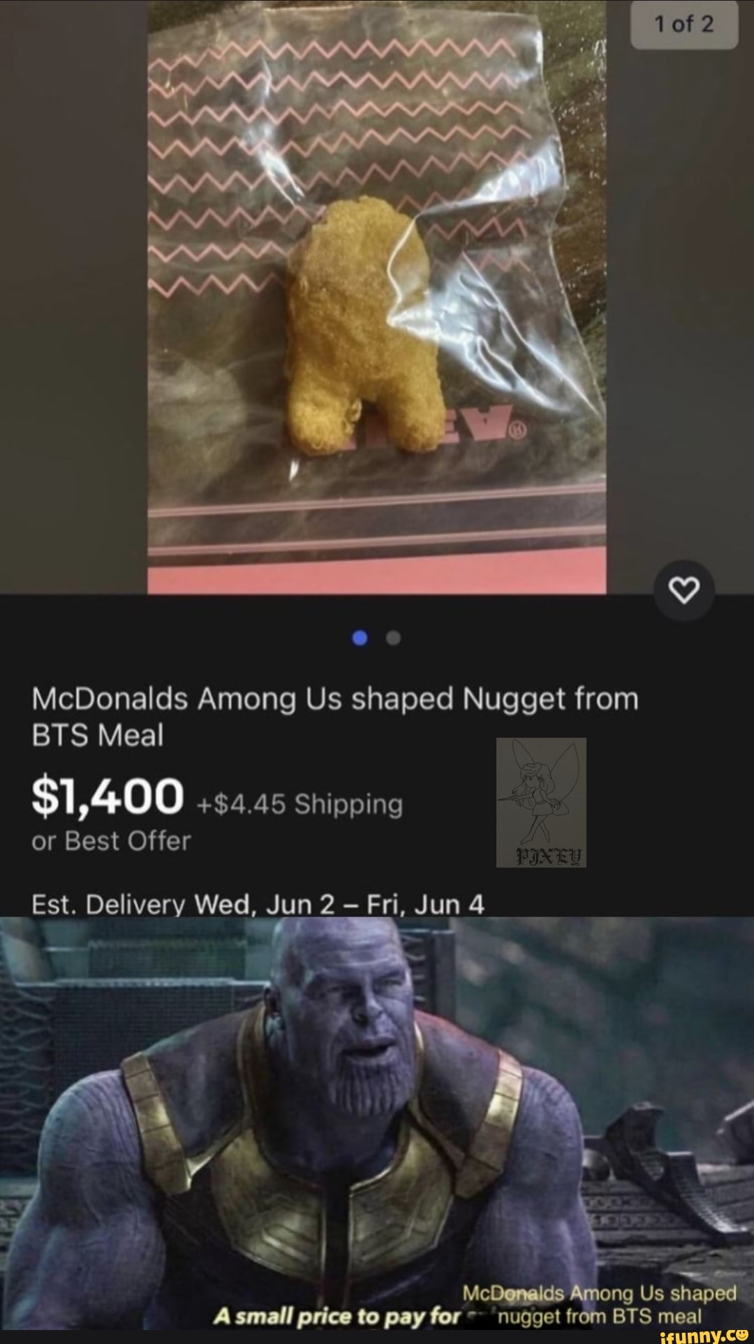 Of McDonalds Among Us shaped Nugget from BTS Meal $1,400 +$4.45 ...