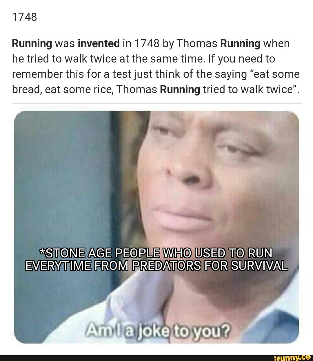 1748 Running was invented in 1748 by Thomas Running when he tried to ...