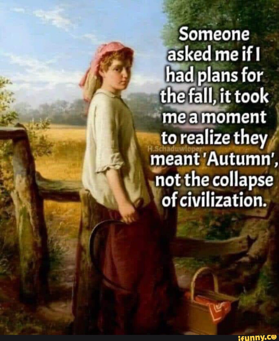 Someone asked me tf I had plans for the fall, it took ime amoment to ...