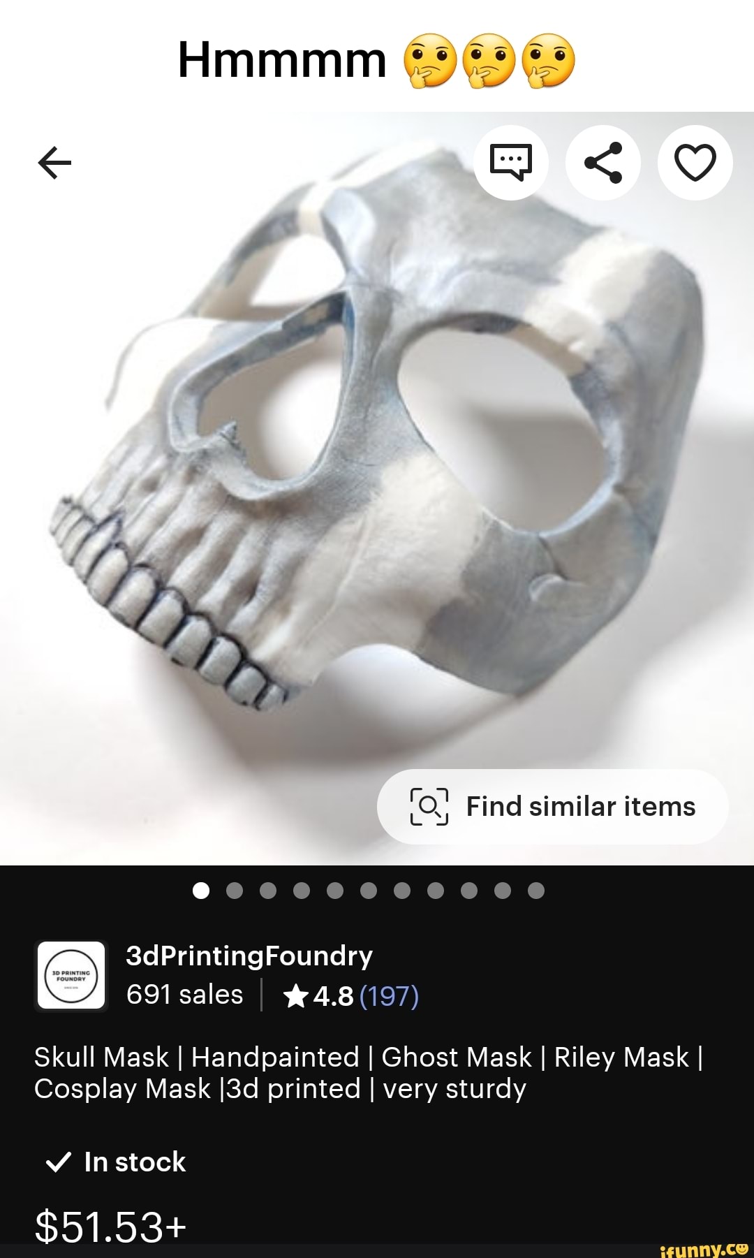 Find similar items 0 3dPrintingFoundry 691 sales I Skull Mask I ...