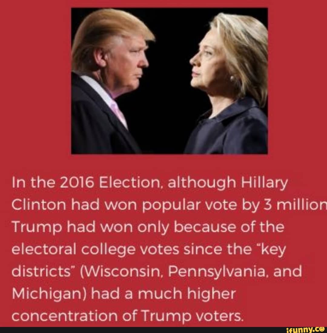 In the 2016 Election, although Hillary Clinton had won popular vote by ...