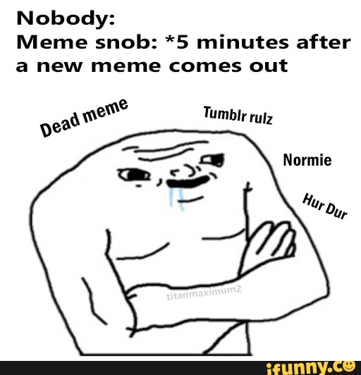 Nobody: Meme snob: *5 minutes after a new meme comes out - iFunny