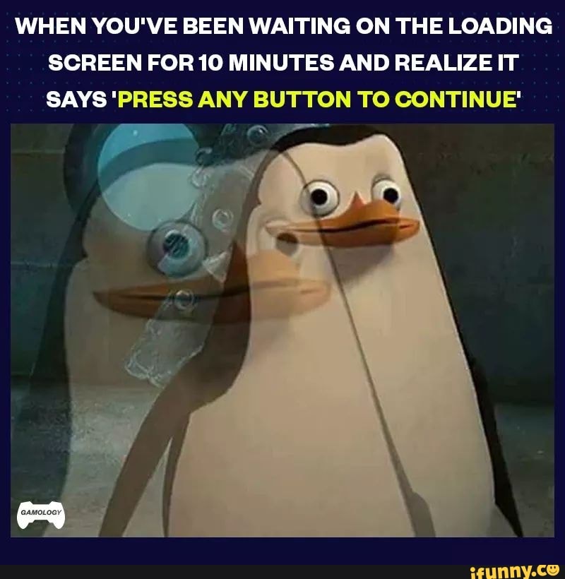 WHEN YOU'VE BEEN WAITING ON THE LOADING SCREEN FOR10 MINUTES AND ...