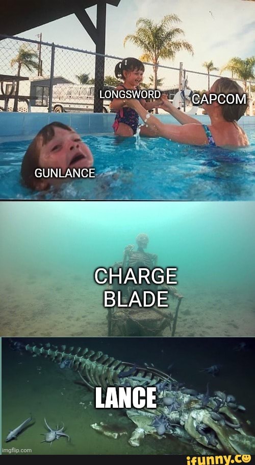 Onesworo capcom: GUNLANCE CHARGE BLADE LANCE - iFunny