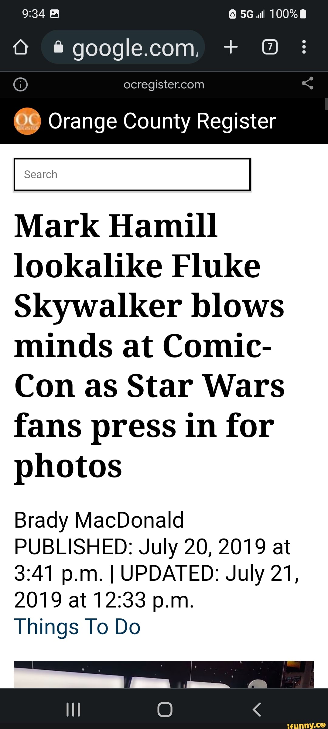 100% google.com, Orange County Register Mark Hamill lookalike Fluke ...