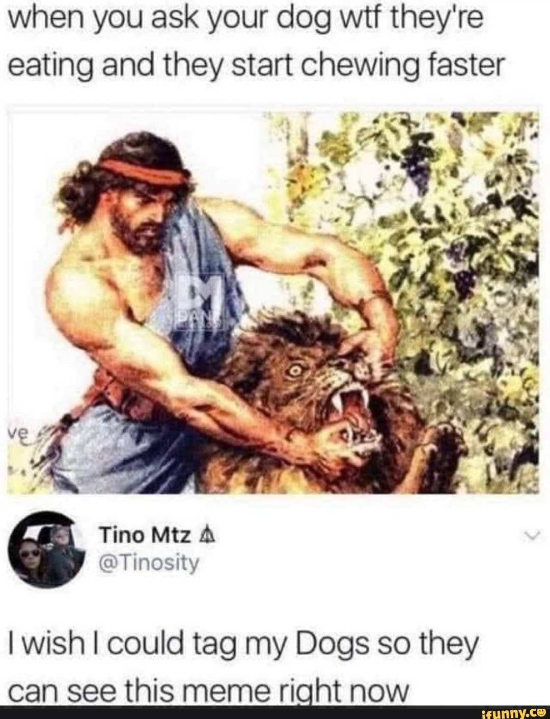 When you ask your dog wit they're eating and they start chewing faster ...