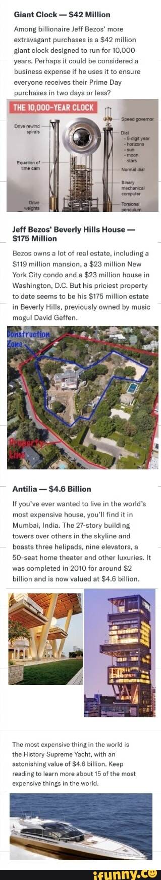 Giant Clock - $42 Million 'Among billionaire Jeff Bezos' more ...
