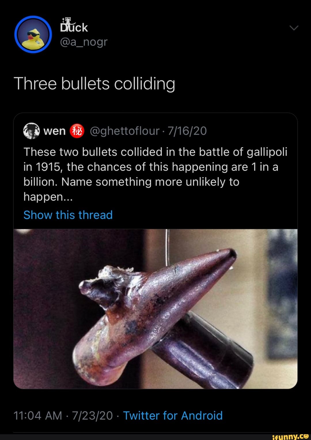 Three bullets colliding wen @ghettoflour 7/16/20 These two bullets ...