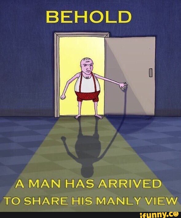 BEHOLD A MAN HAS ARRIVED TO SHARE HIS MANLY VIEW - iFunny