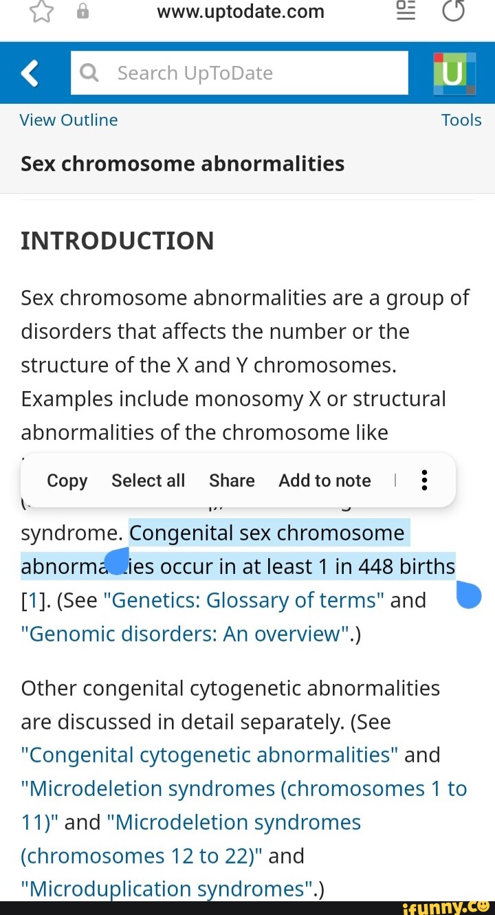 Ww ch UpToDate View Outline Tools Sex chromosome abnormalities ...