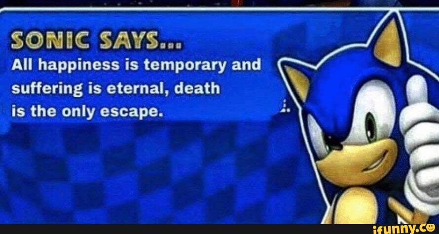 SONIC SAYS... All happiness is temporary and suffering is eternal ...