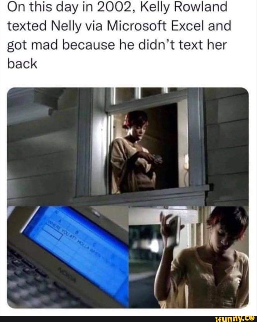 On this day in 2002, Kelly Rowland texted Nelly via Microsoft Excel and ...