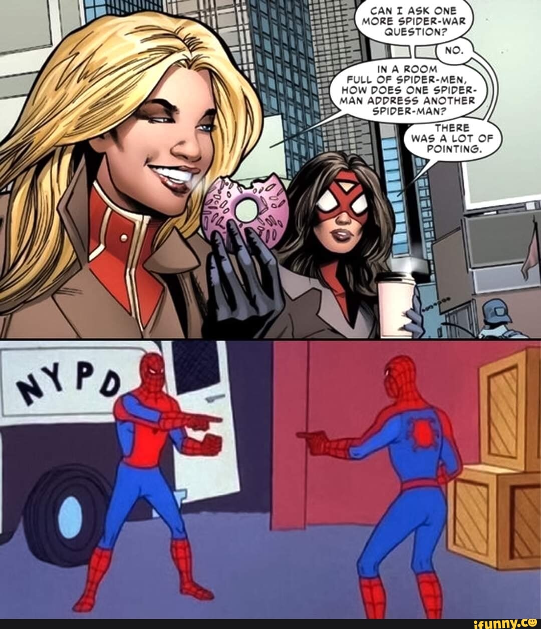 CAN I ASK ONE MORE SPIDER-WAR QUESTION? INA ROOM FULL OF SPIDER-MEN ...