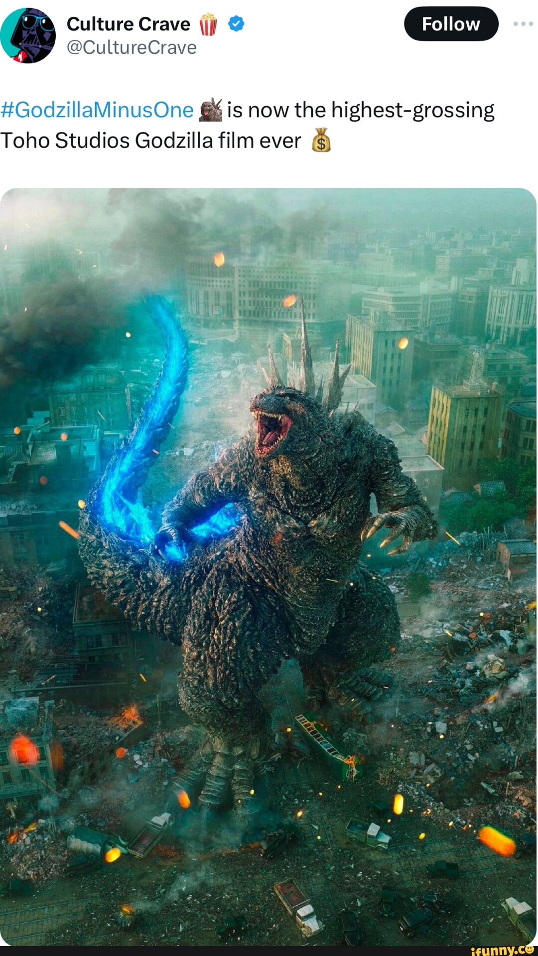 Culture Crave \jj) @ Follow #GodzillaMinusOne is now the highest ...