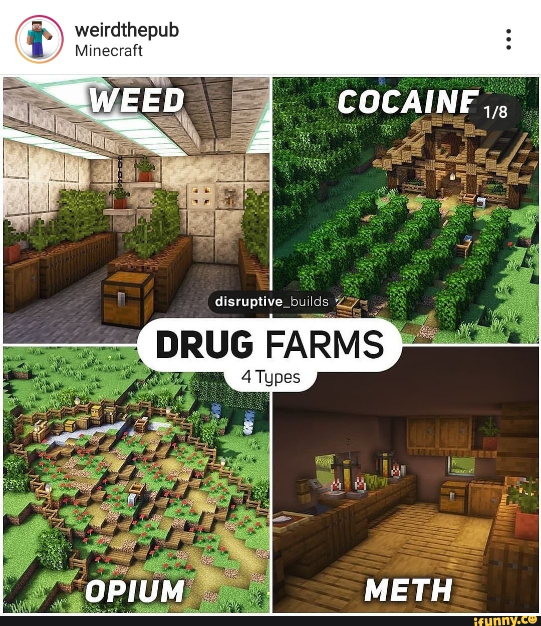 Weirdthepub Minecraft COCAINE builds DRUG FARMS Types - )