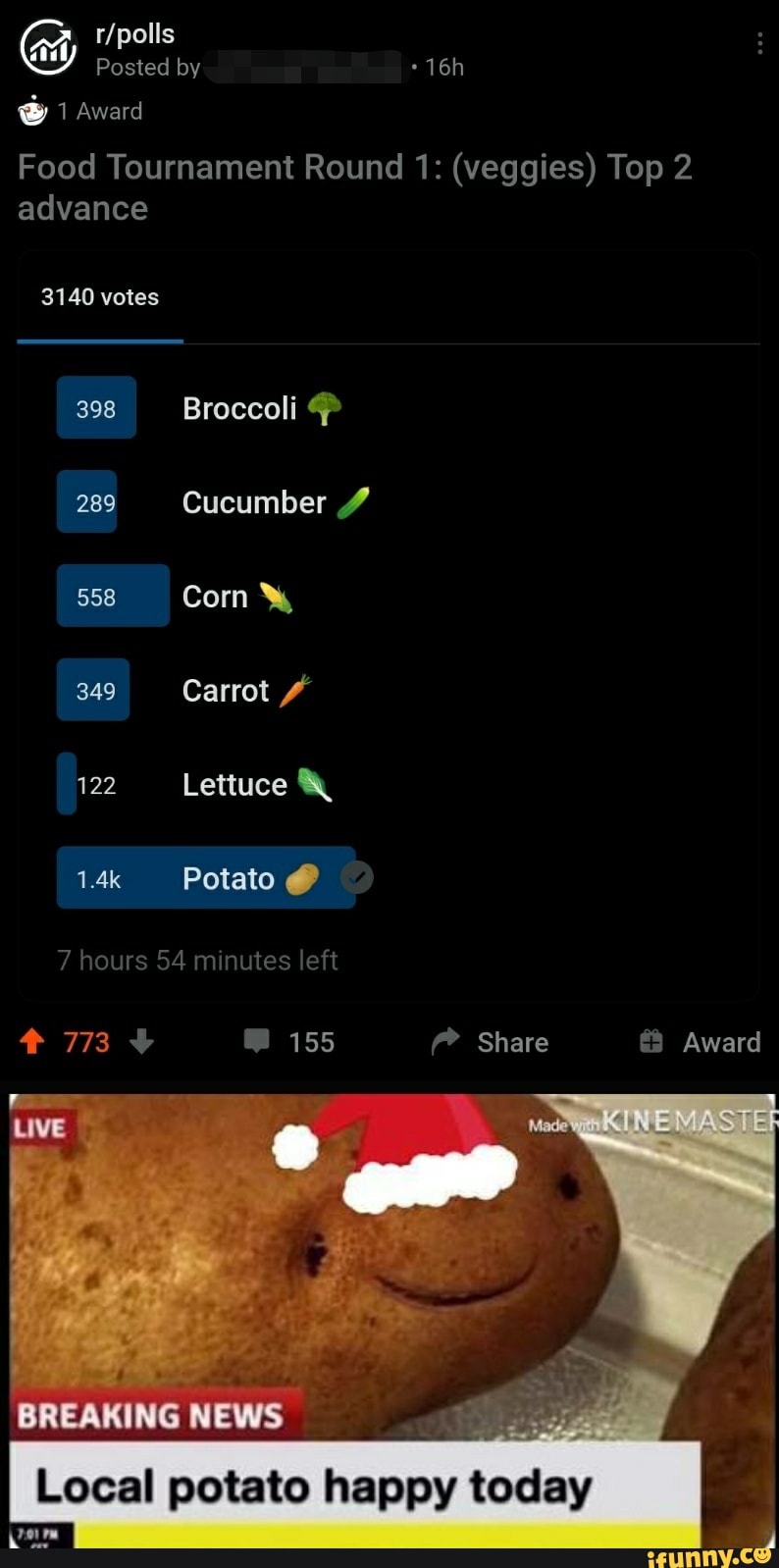 Polls Posted by 1 Award Food Tournament Round 1: (veggies) Top 2 ...