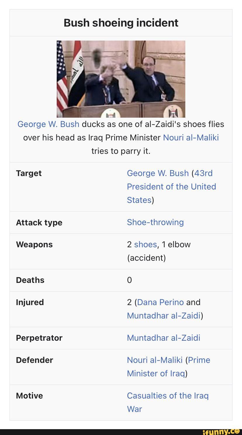 Lol a funnie - Bush shoeing incident George W. Bush ducks as one of al ...