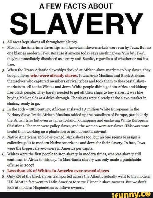 A FEW FACTS ABOUT SLAVERY All races kept slaves all throughout history ...