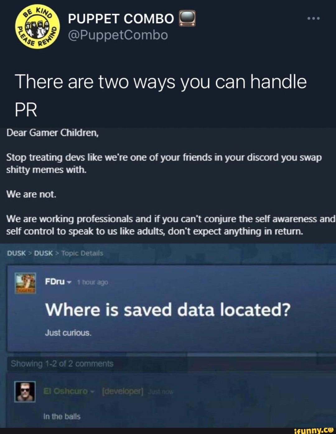 PUPPET COMBO There are two ways you can handle PR Dear Gamer Children ...