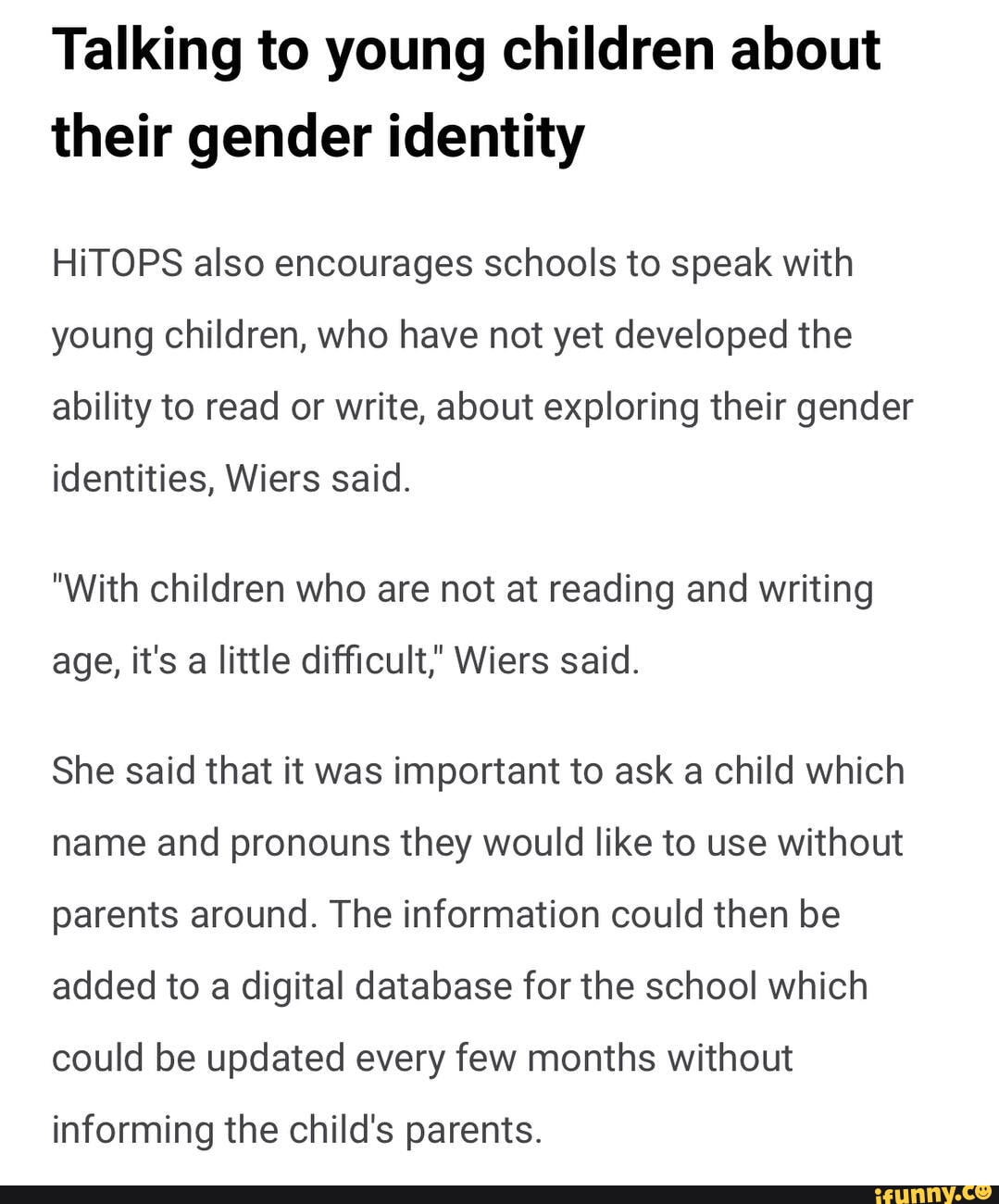 Talking to young children about their gender identity HiTOPS also ...