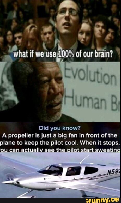 Dld you know? A propeller is just a blg fan In front of me plane to ...