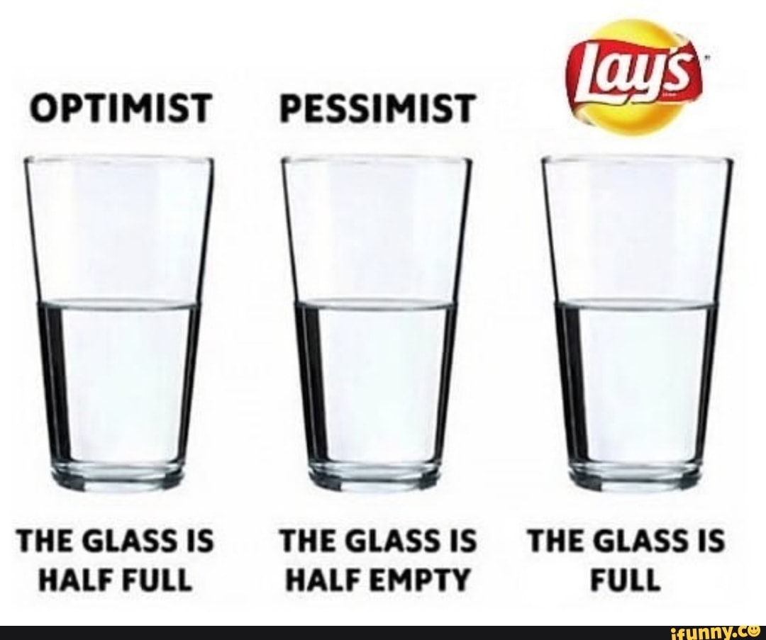 OPTIMIST PESSIMIST THE GLASS IS THE GLASSIS THE GLASS IS HALF FULL HALF ...
