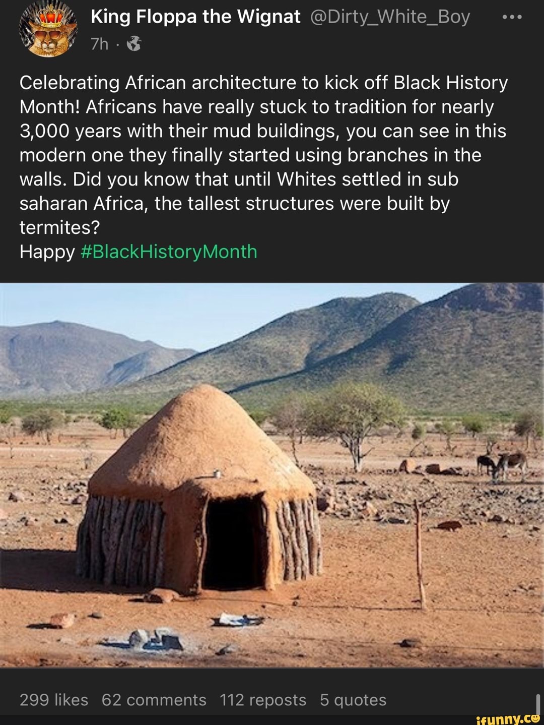 King Floppa the Wignat @Dirty_White_Boy Celebrating African ...