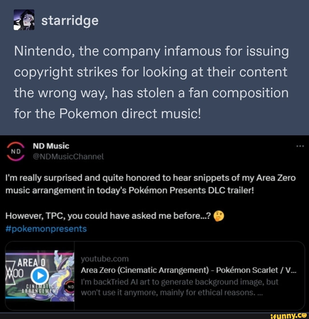 Nintendo, the company infamous for issuing copyright strikes for ...