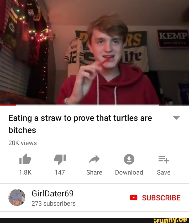 Eating a straw to prove that turtles are bitches - iFunny