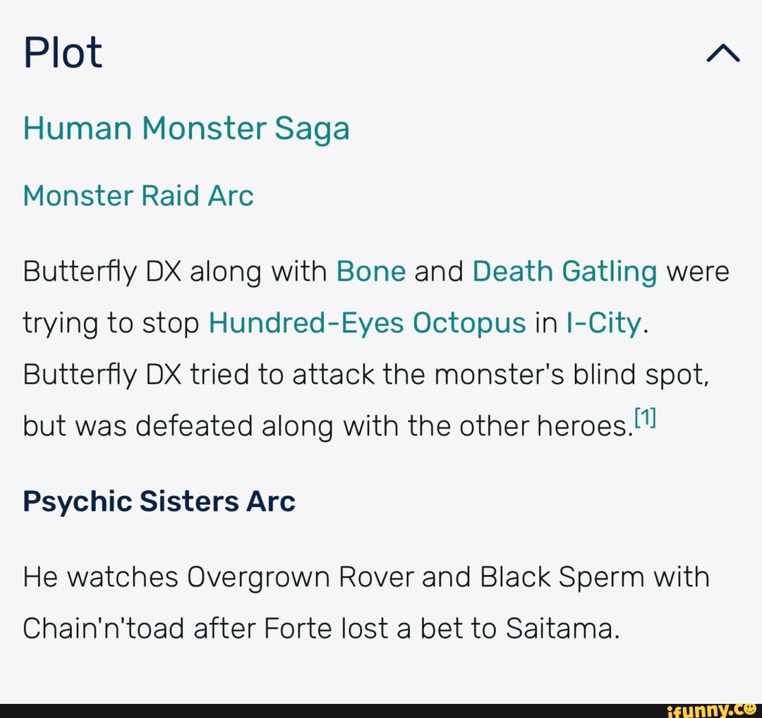 Plot A Human Monster Saga Monster Raid Arc Butterﬂy DX along with Bone ...