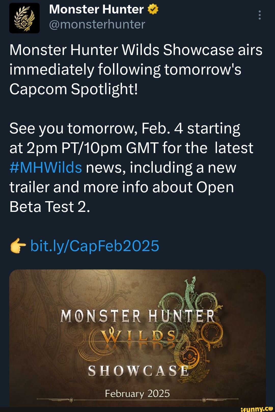 Monster Hunter @monsterhunter Monster Hunter Wilds Showcase airs ...